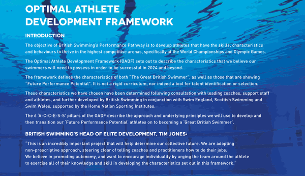 Optimal Athlete Development Framework launched | Swimming News ...